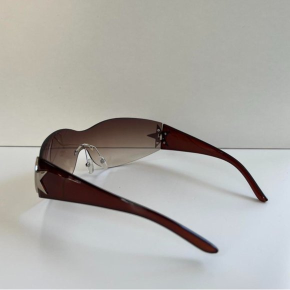 Accessories Y2k 200s Vintage Style Brown Frameless Star Sunglasses